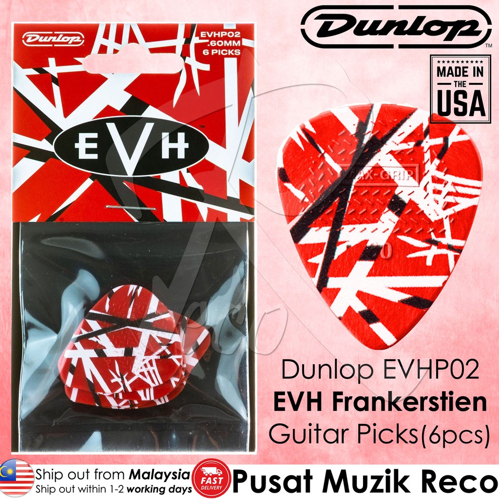 Dunlop EVHP02 Eddie Van Halen EVH Frankenstein Max Grip 0.60mm Guitar ...