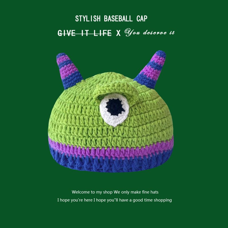 Autumn Winter Hats Female Plankton Young Same Style Monster Shrek Hat ...