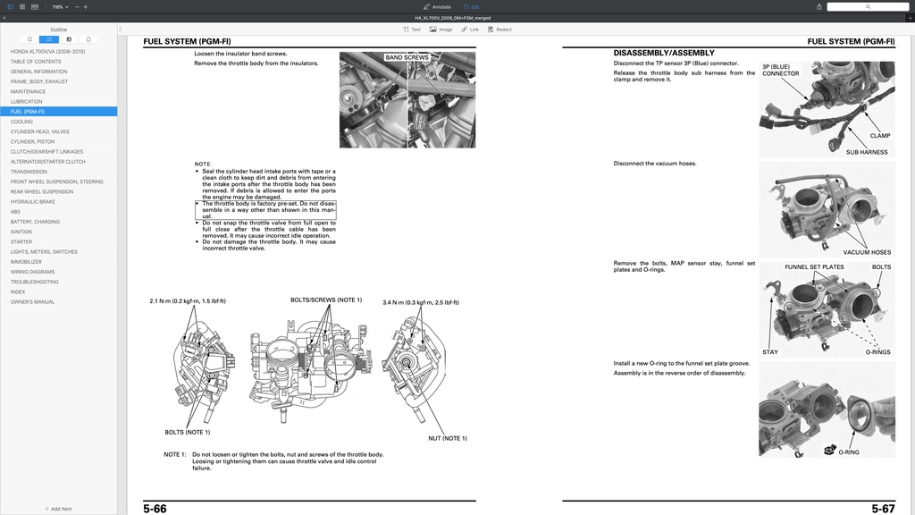 HONDA TRANSALP XL700V/VA (2008-2015) SERVICE WORKSHOP MANUAL + PARTS ...
