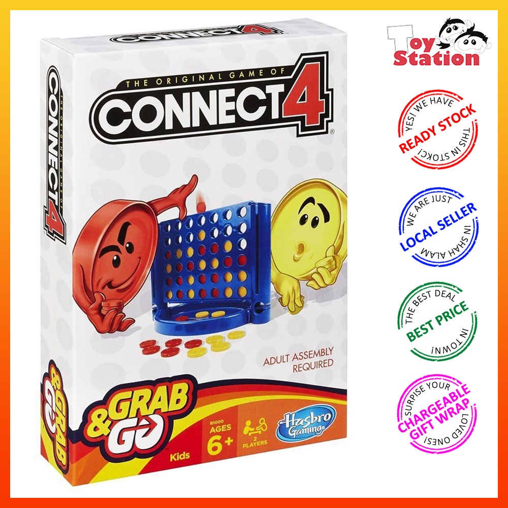 ORIGINAL Hasbro Gaming Connect 4 Grab And Go Interactive Table Top Game ...