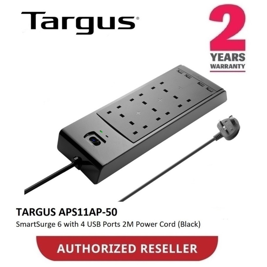 Targus Smart Surge 6 Outlet 4 USB Port/4 Outlet 2 USB Port Socket ...