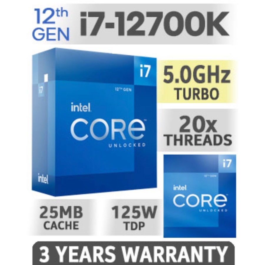 Intel Core i7 12700K 12 Core 20 Threads Alder Lake - LGA1700 | Shopee ...