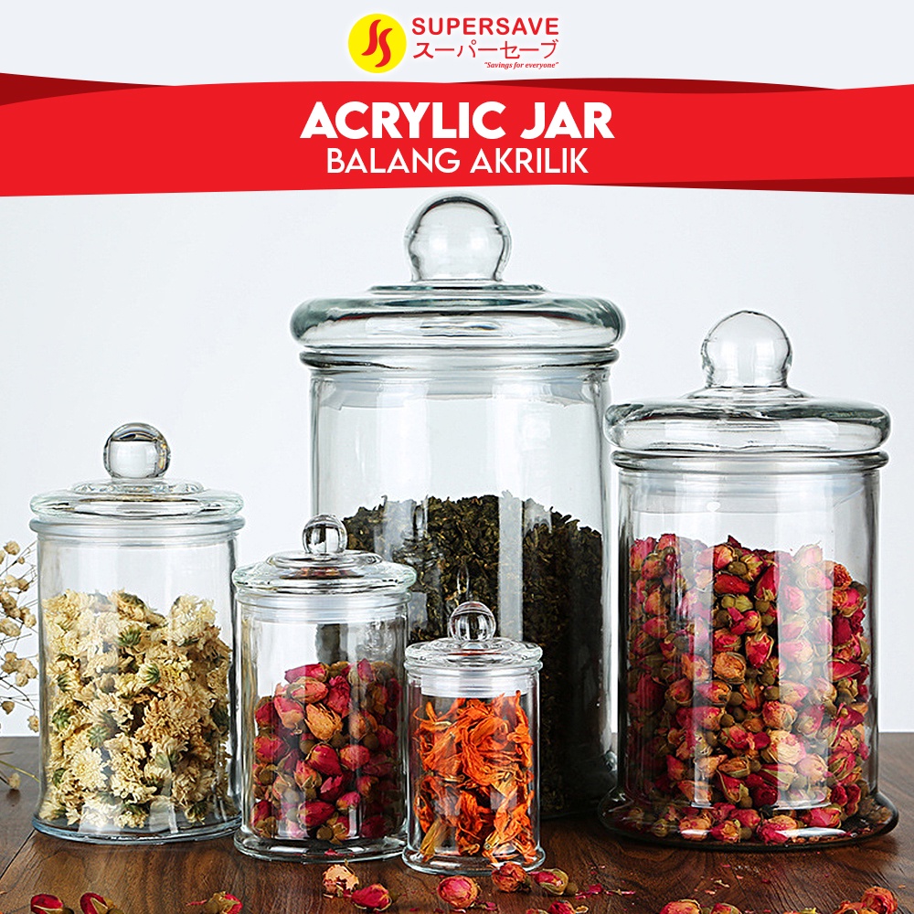SUPERSAVE Acrylic Cookies Jar Biscuit Storage Seasoning Bottle Spice ...