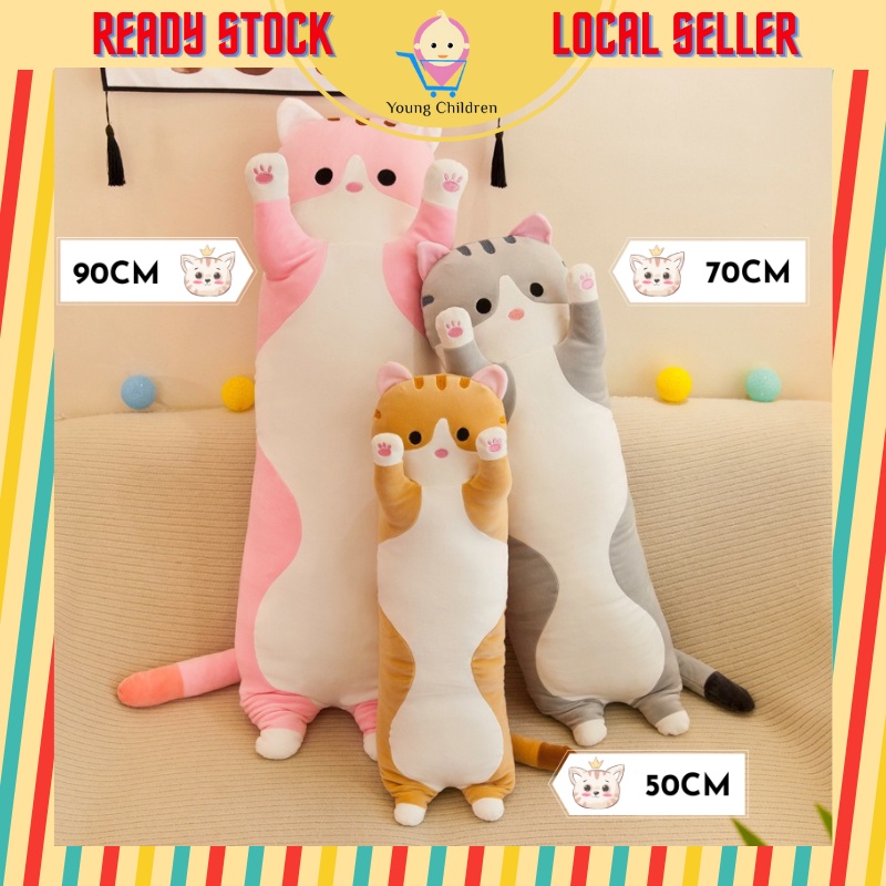Cat Pillow Doll Plushie Stuffed Toys Bantal Peluk Kucing Panjang Cute ...