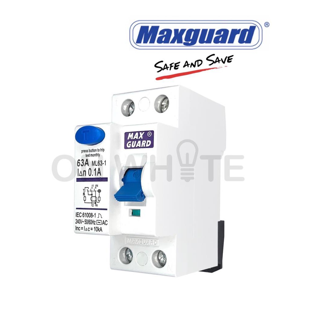 MAXGUARD 63A 2P 100mA / 300mA ELCB - RCCB 0.1A / 0.03A [SIRIM] | Shopee ...