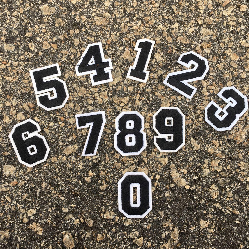 🇲🇾 Iron On Patches Numbering Design 0123456789 Black and White | Shopee ...