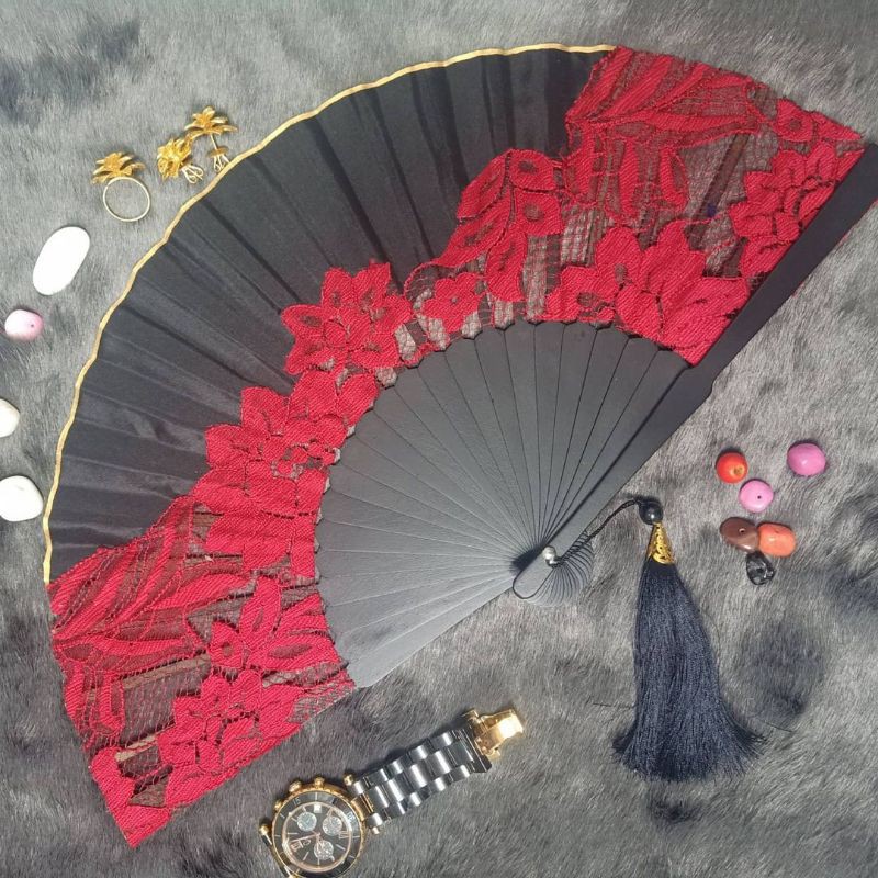 Cloth Fan/Hand Fan/Folding Fan (Can Engrave Your Name On The Fan Stem ...