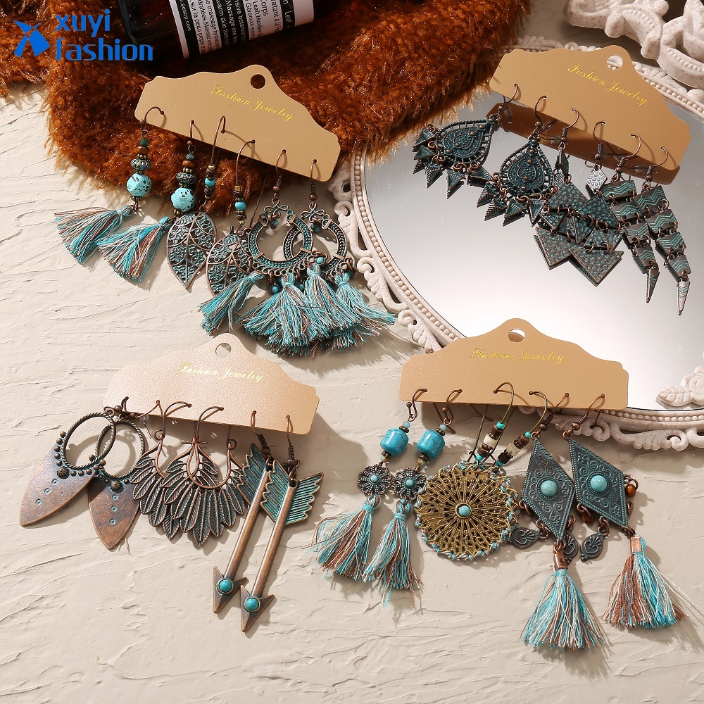 Dodder 6 Pair/set Acrylic Earrings Set Retro Beads Pearl Drop Earrings ...