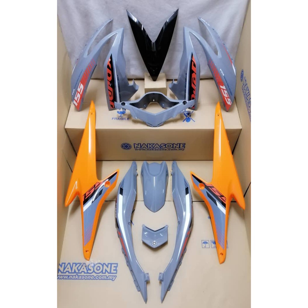 YAMAHA NVX155 V1 NVX V1 COVER SET THAILAND TYPE R VARIANT GREY ORANGE # ...