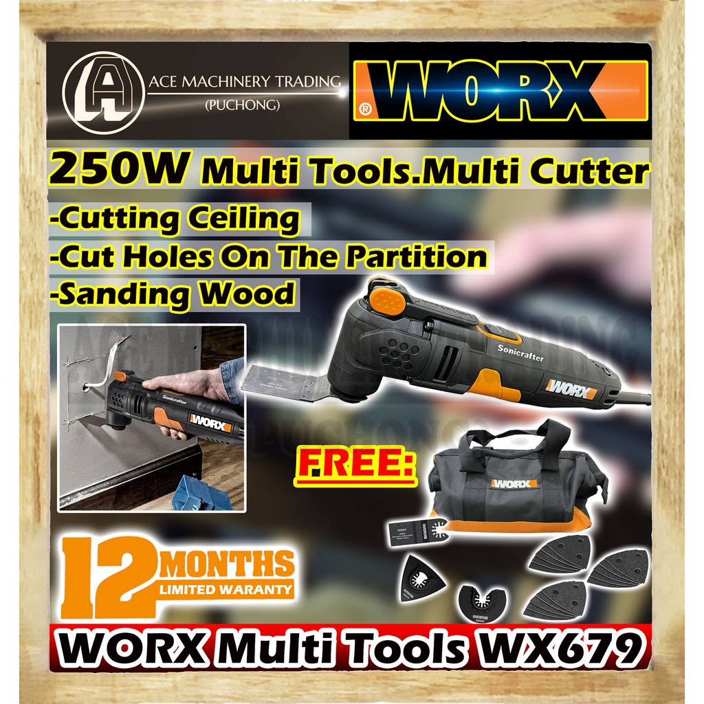 Worx WX679 250W Universal Hyperlock Oscillating Multi-Tool- Sonicrafter With Accessories (WX679 ...