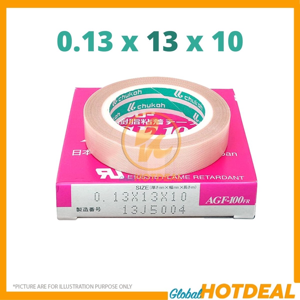 CHUKOH AGF-100FR 13mm/19mm/25mm High Quality Teflon PTFE Adhesive Tape Japan Glass Cloth High ...