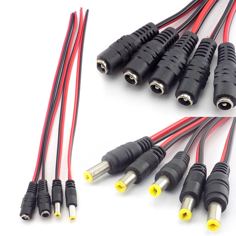 5pcs DC Female Male Plug Connectors Cable Jack Plug Adapter for LED ...
