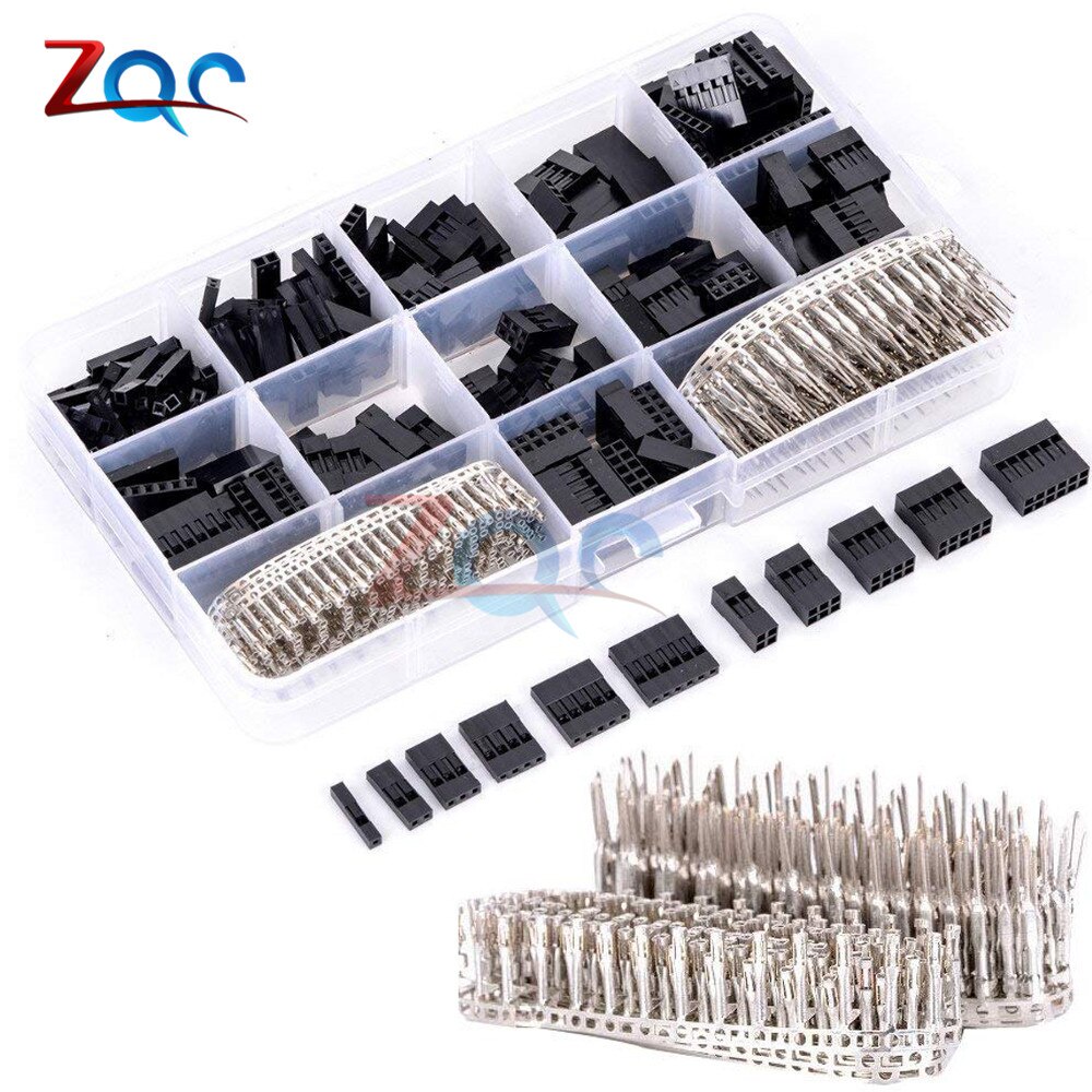 620Pcs/set 2.54mm Male+Female Dupont Wire Jumper Line Cable 1/2/3/4/5/6/8 Pin Header Connector ...