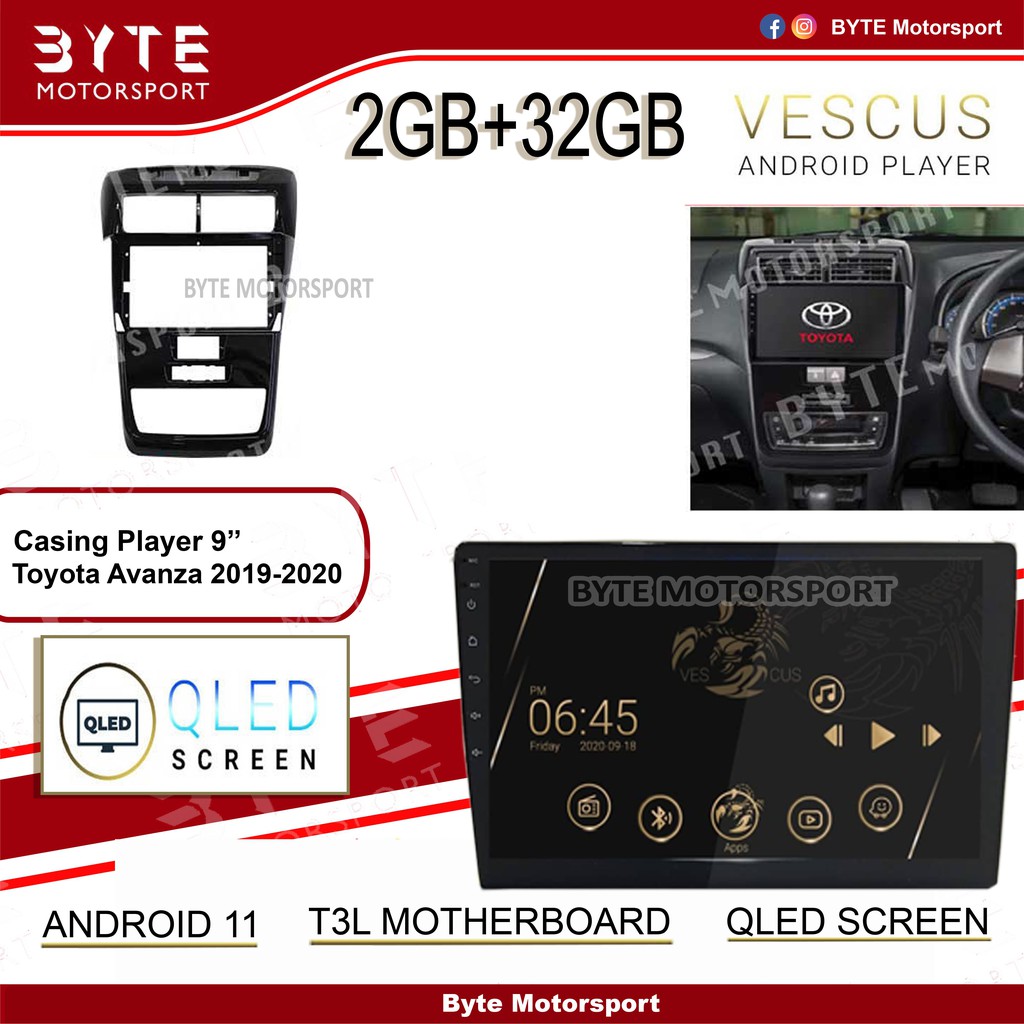 🦂VESCUS 🦂[2+32] DSP 📳4G Sim📳 Octa-Core Processor QLED Screen Toyota Avanza 19-20 Android Player ...