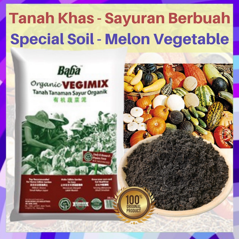 Baba Organic Vegimix 28 Litre Soil (Ideal for Melon Vegetables) Tanah ...
