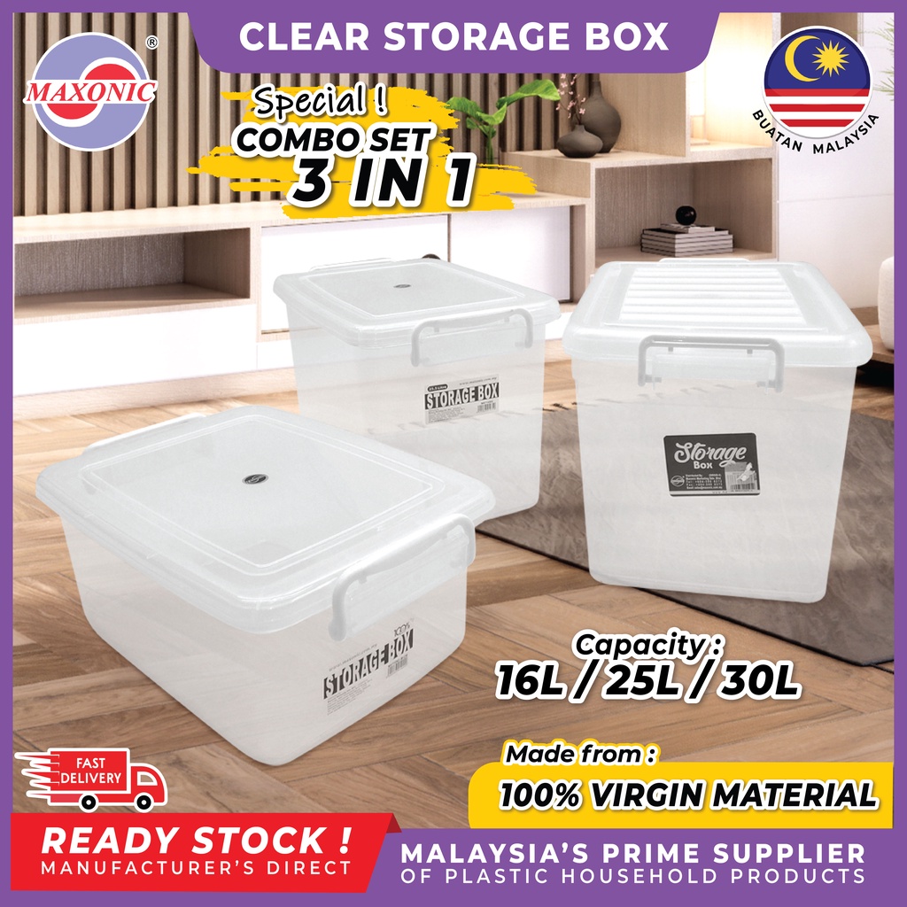 MAXONIC Combo Set 3 in1 Multipurpose Storage Container Box Plastic ...