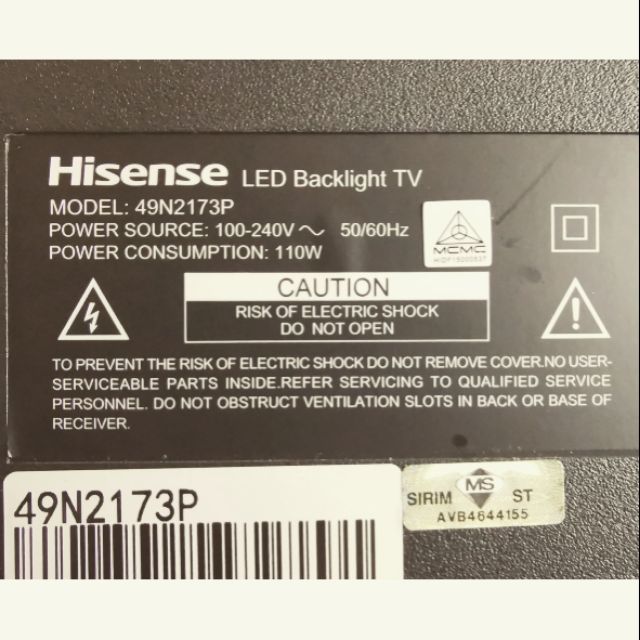 HISENSE 49N2173P ️MAINBOARD / T-CON / SET BACKLIGHT | Shopee Malaysia