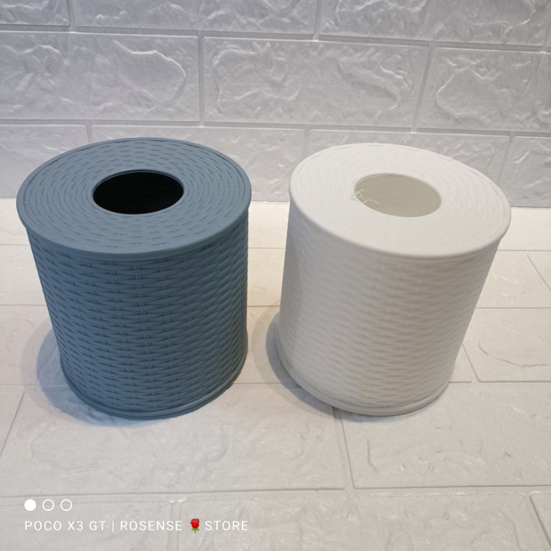 Width 12.5cm Height 13cm Bamboo Style Plastic Roll Tissue Box Home ...