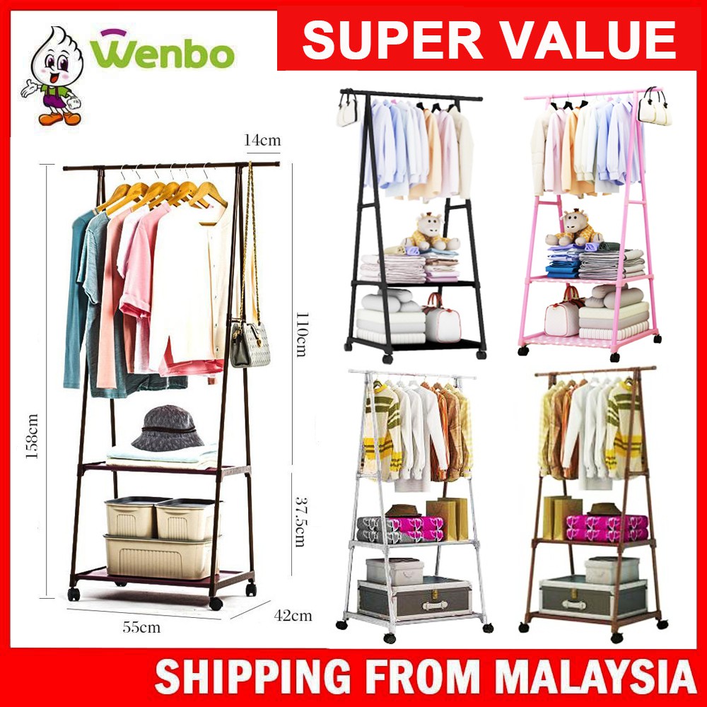 Wenbo Easy Move Metal Triangle Clothes Rack Hanging 86cm x 43cm x 158cm ...