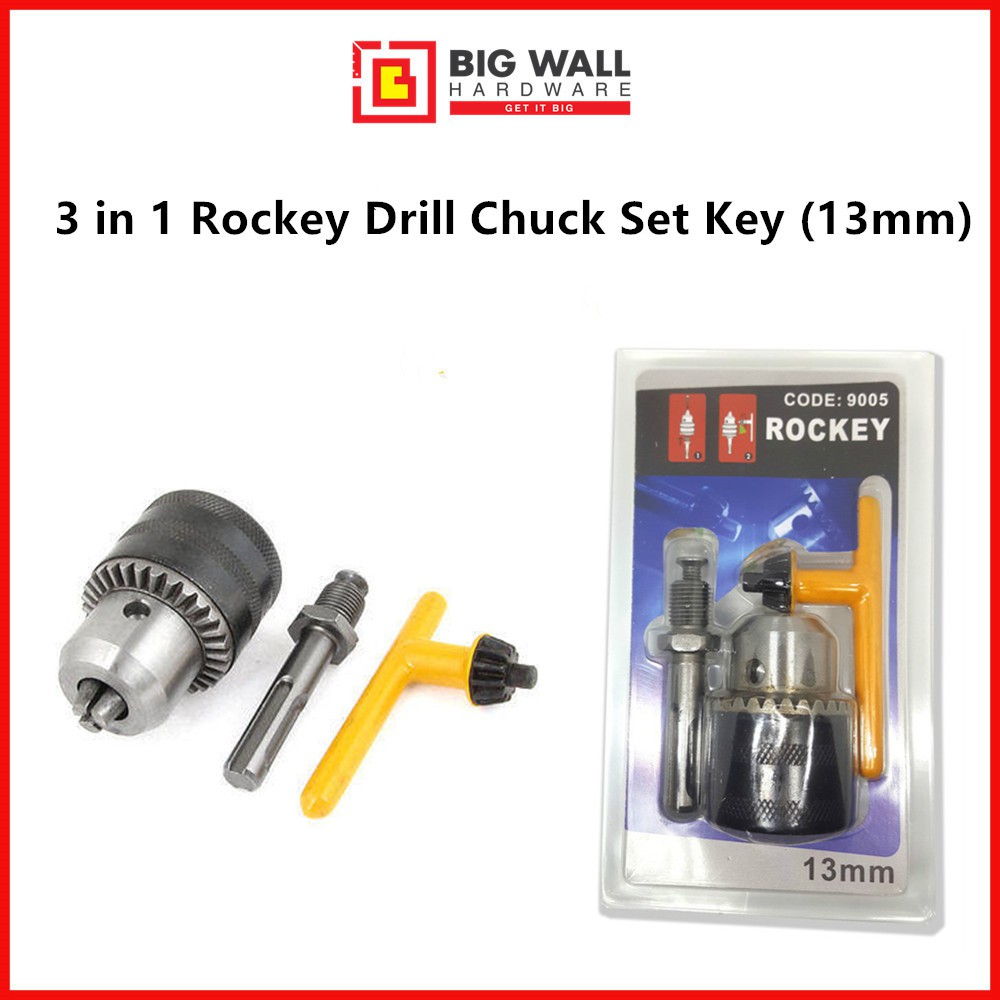 3 in 1 Rockey Drill Chuck Set Key 13mm (Big Wall Hardware) | Shopee ...