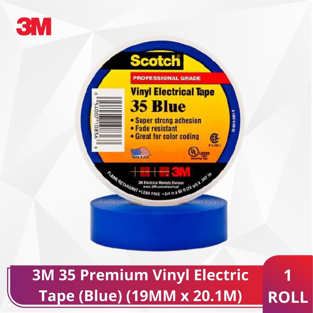 3M 35 Premium Vinyl Electric Tape (Blue) | Shopee Malaysia