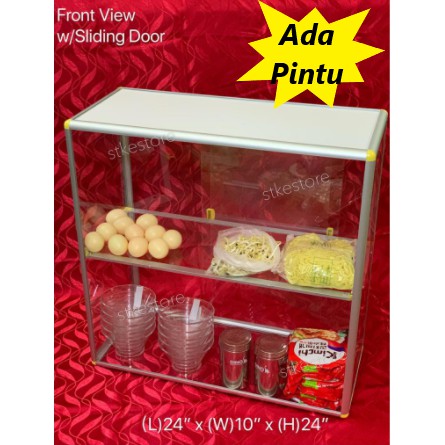 Acrylic Food Display Case With Sliding Door / Rak Pamer Makanan Dengan ...