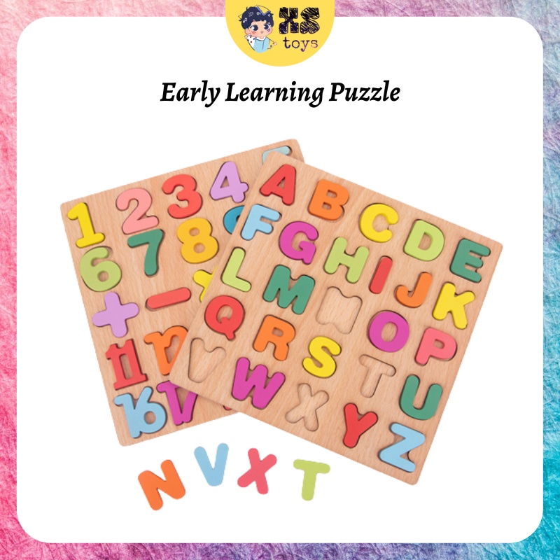 Early Learning ABC Letter Alphabets Number Kids Wooden Jigsaw Puzzle ...