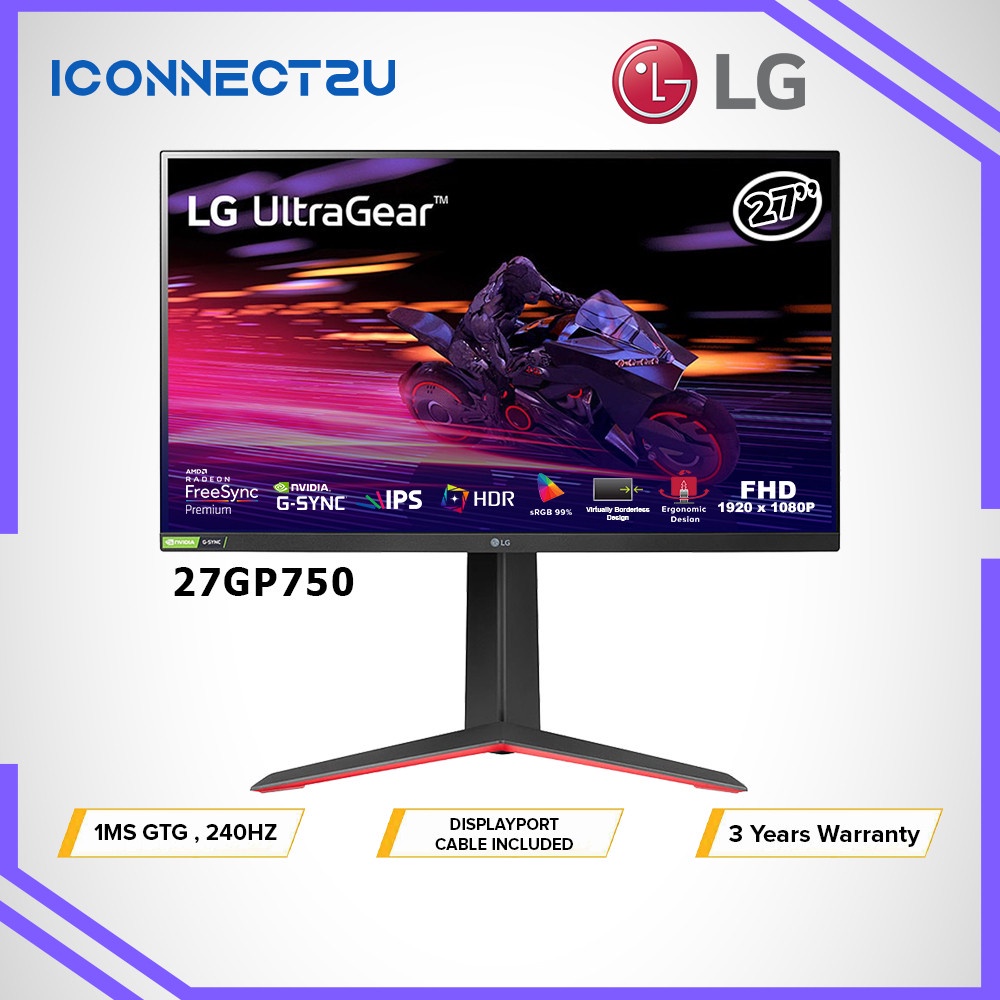 LG 27" 27GP750 FHD HDR10 240Hz 1ms FreeSync GSync Compatible Ultragear Gaming Monitor | Shopee ...