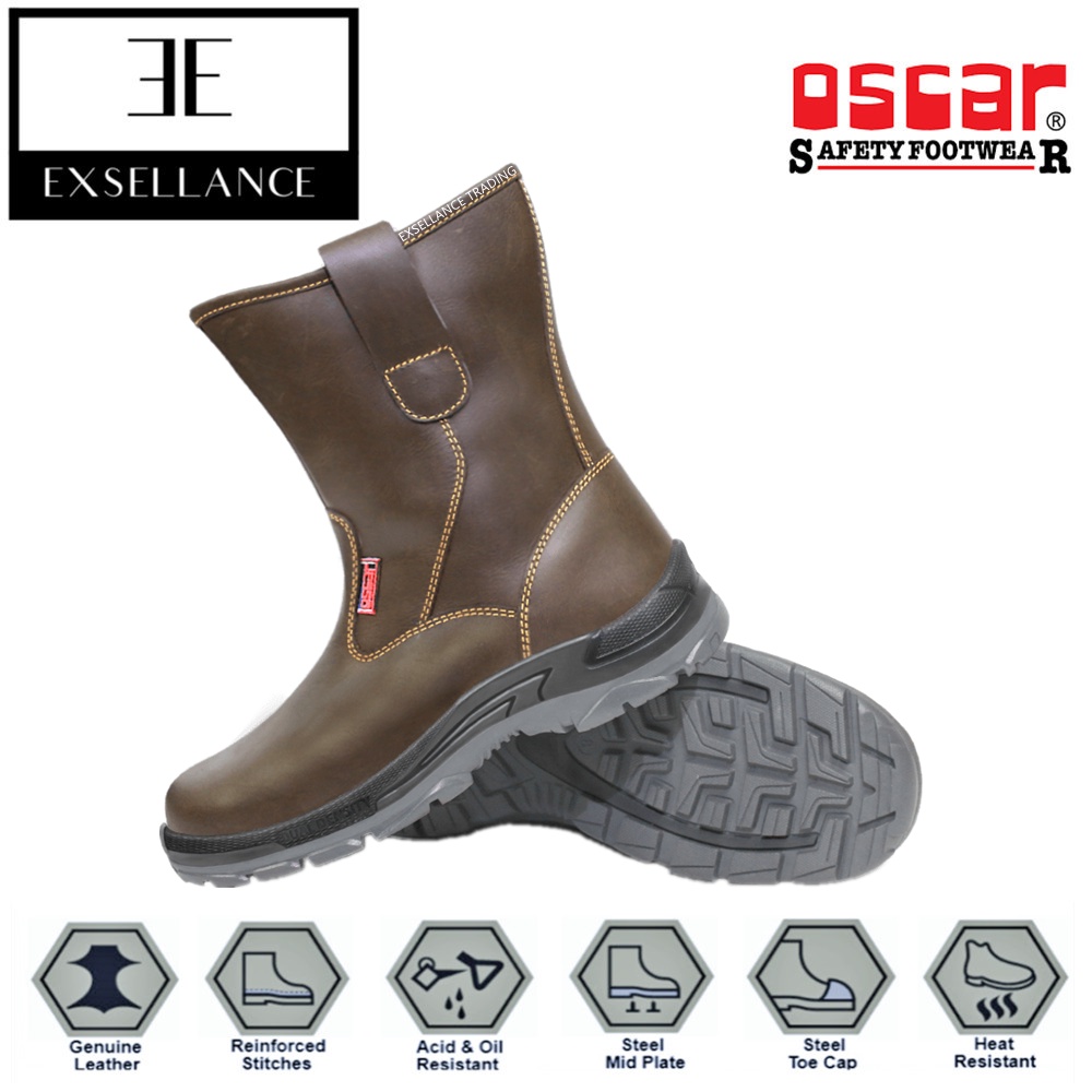 Oscar Safety Shoes Supertec R 808 Brown High Cut Safety Boots | Shopee Malaysia