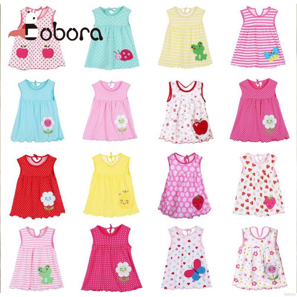 BOBORA Summer Cute Infant Baby Dress Girls Kids Flowers Printed A-Line ...