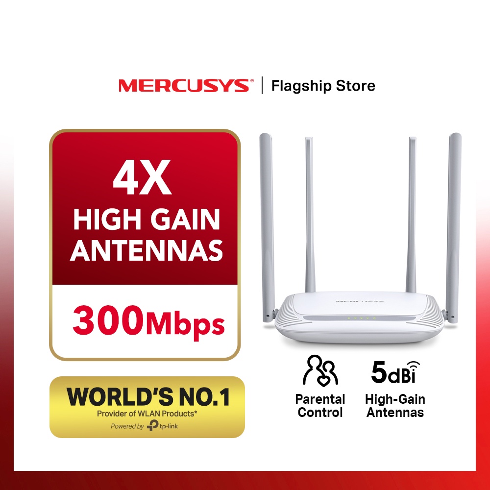 Mercusys 300Mbps 4*5dBi High Gain Antennas Enhanced Wireless WiFi Mimo ...