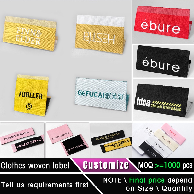 personalized woven label center folded side label garment tag cotton ...