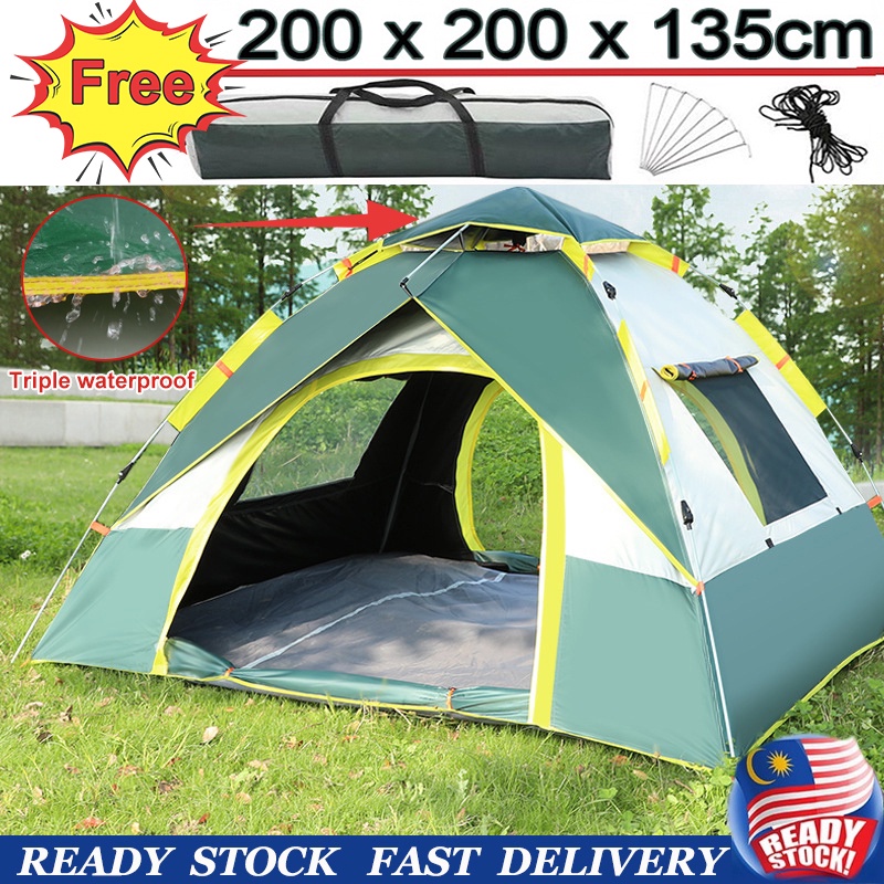 Color Blocking Tent Camping Khemah Camping Waterproof 2-3-4Person ...
