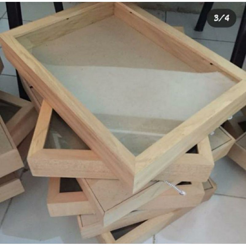 KAYU ! 3d Wooden frame/frame/frame A3 Size 30x42. +Shatterproof Acrylic ...