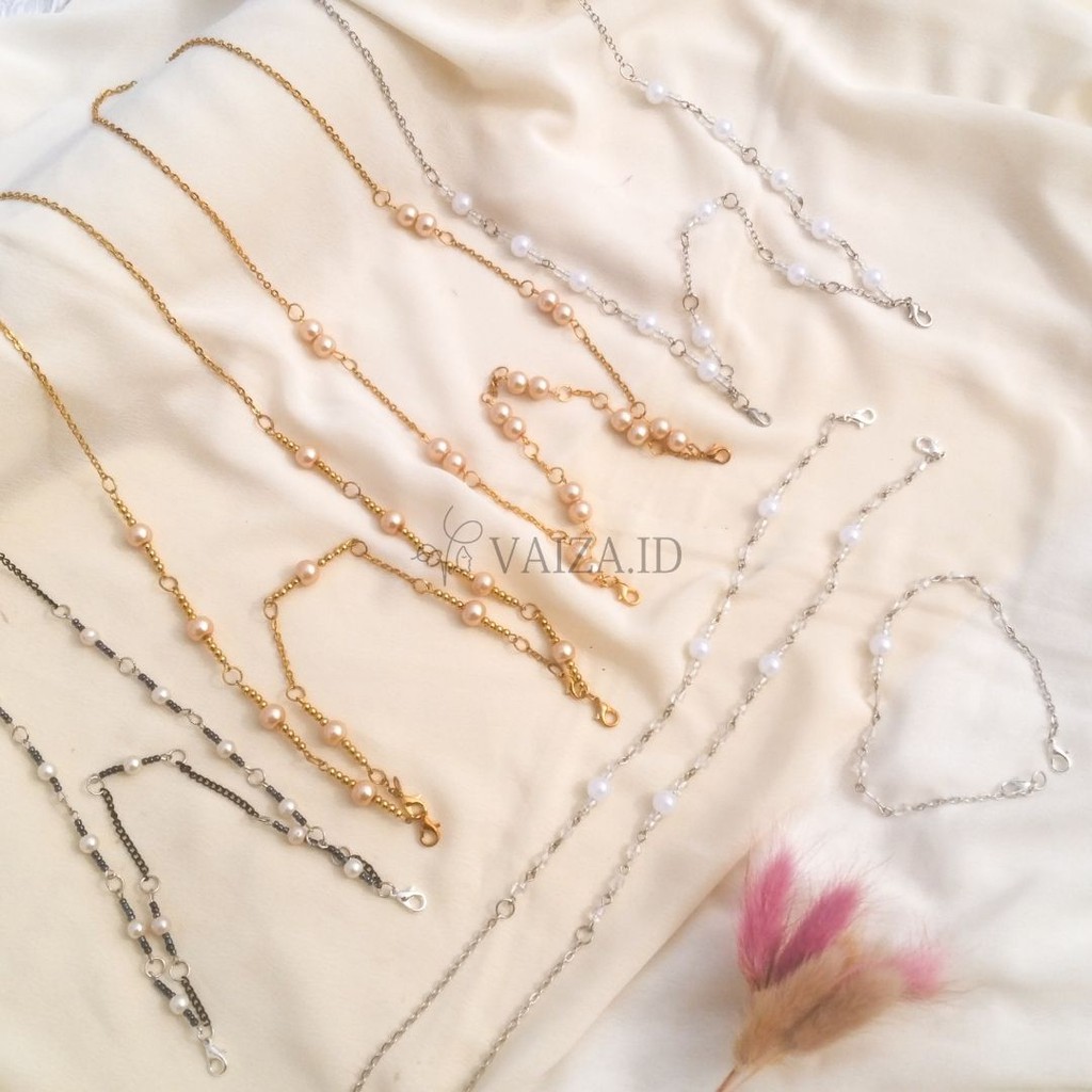 Vaiza - [Pearly Chain Series Hijab Mask Strap] 2in1 Strap Connector Mask/2in1 Aesthetic Pearl ...