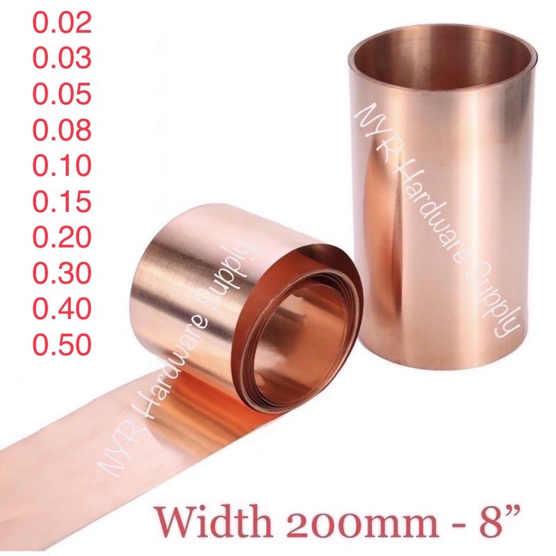 Copper Shim Plate 0.02mm 0.03mm 0.05mm 0.08mm 0.1mm 0.15mm 0.2mm 0.3mm 0.4mm 0.5mm- Width 200mm ...