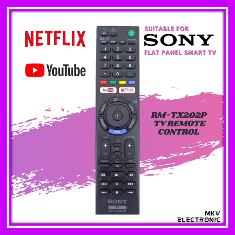 Sony TV Remote Control for Sony Flat Panel LED LCD TV Television YouTube Netflix [MT-TX202P ...