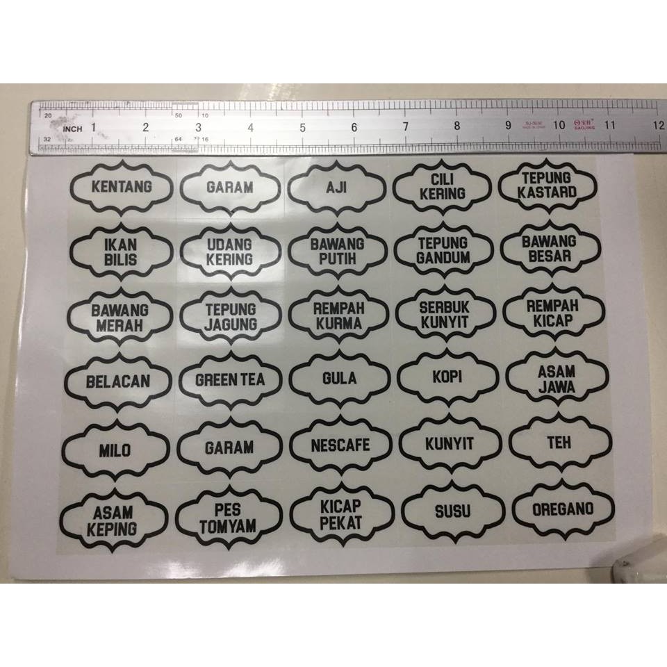 30pcs STICKER NAMA BARANG DAPUR VERSI TRANSPARENT | Shopee Malaysia