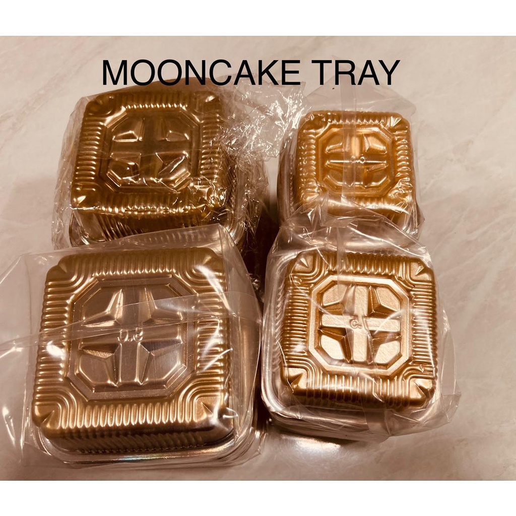 Plastic Mooncake Packing Tray Food Grade Gold Transparent (100pcs ...