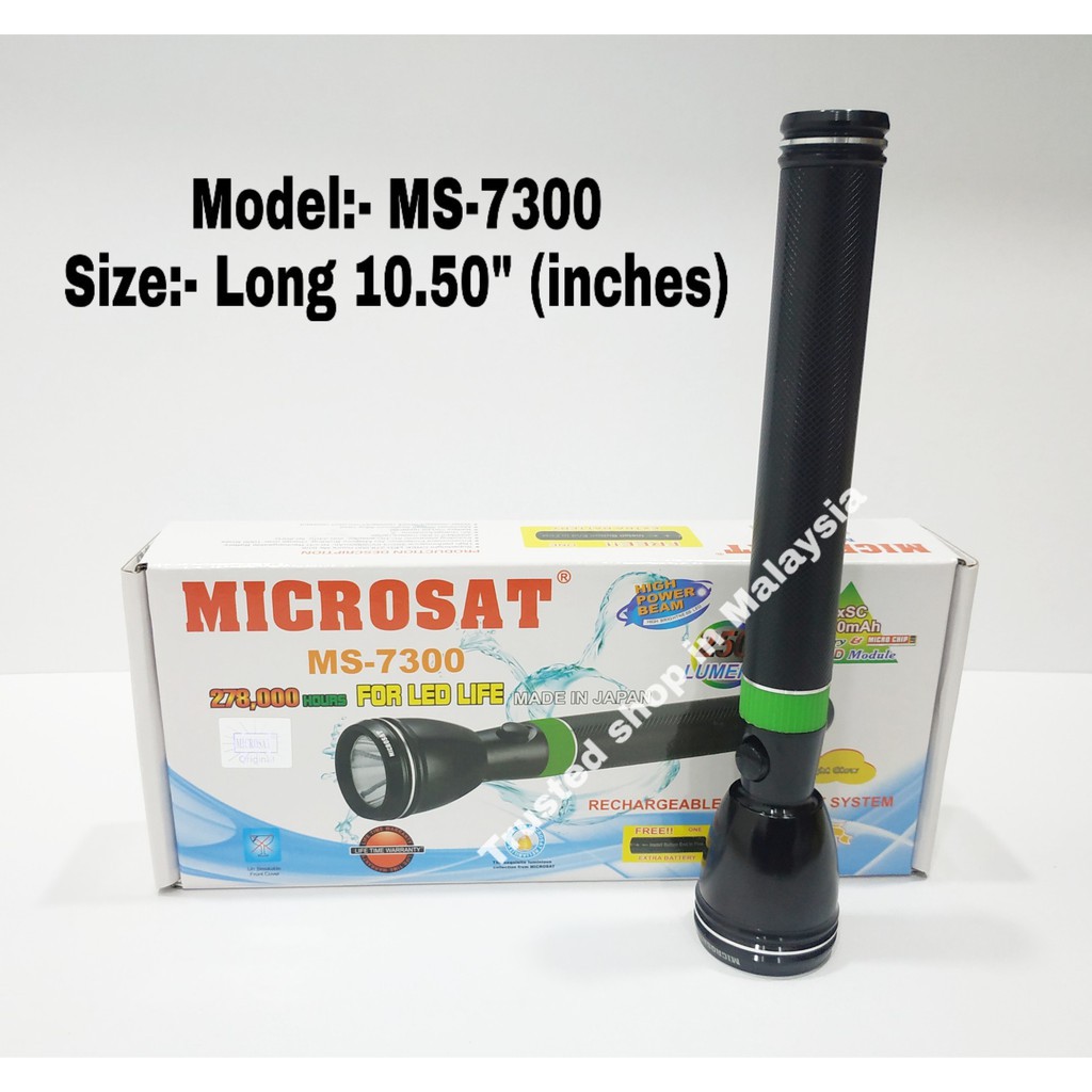 LONG RANGE TACTICAL TORCH MICROSAT JAPAN RECHARGEABLE 3xSC FLASHLIGHT ...
