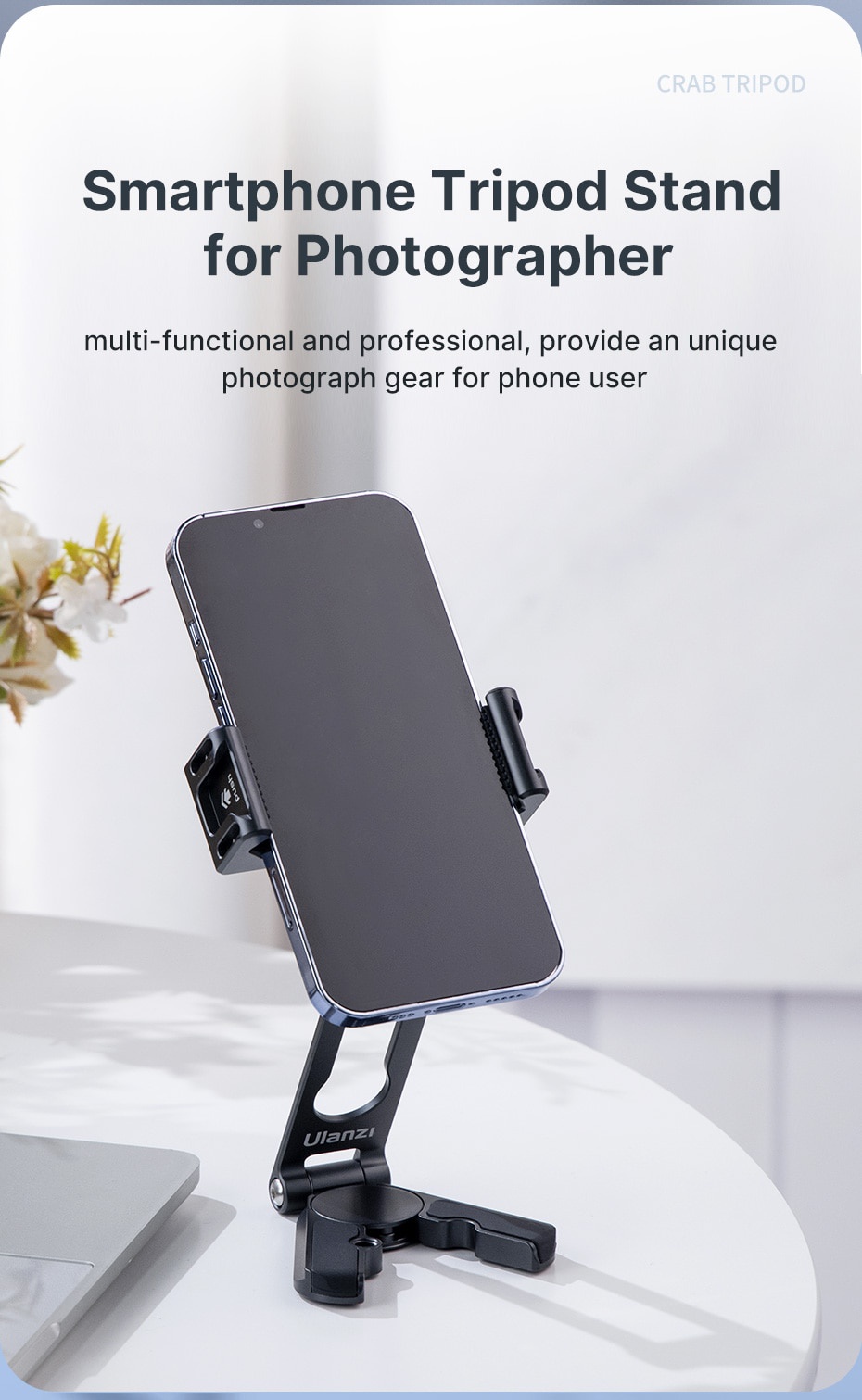 Ulanzi HP004 Crap Tripod Foldable Portable Tripod Phone Holder Mount With Dual Cold Shoe ...