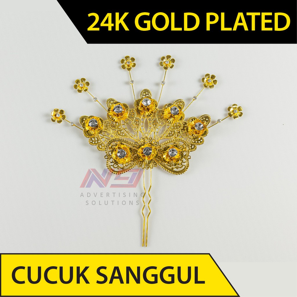 Tradisional Cucuk Sanggul Emas / Perak Pengantin Melayu Gold / Silver ...