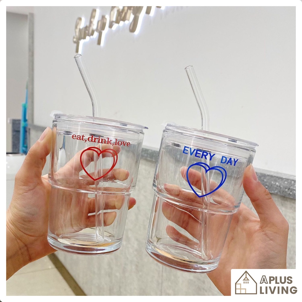 [Free Straw] Korea Ins Cup Transparent Cold Coffee Tumbler with Lid ...