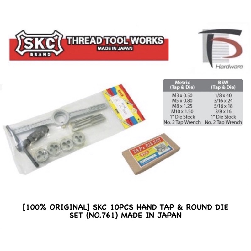 [100% ORIGINAL] SKC 10PCS HAND TAP & ROUND DIE SET (NO.761) MADE IN JAPAN | Shopee Malaysia