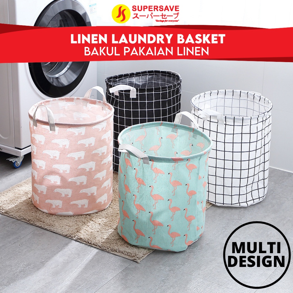 SUPERSAVE Large Laundry Bag Canvas Round Basket With Handle For Laundry ...