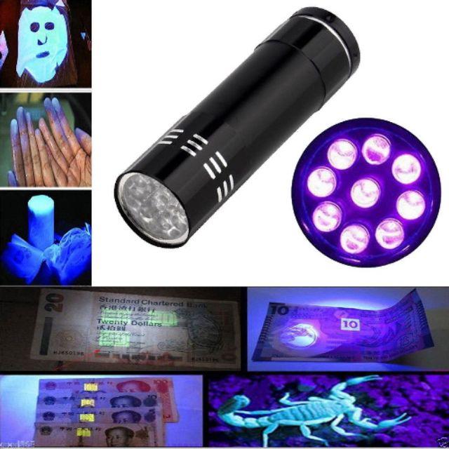 🇲🇾 UV Ultraviolet Light 9-LED Money Counterfeit Currency Detector ...
