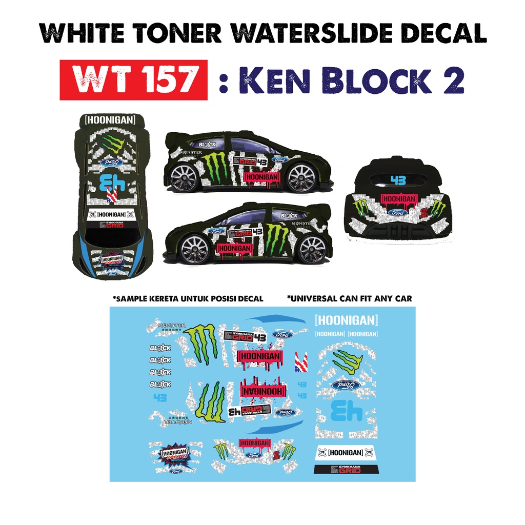 KEN BLOCK 2 Decals Hotwheels Tomica 1:64 diecast custom white toner waterslide decal | Shopee ...