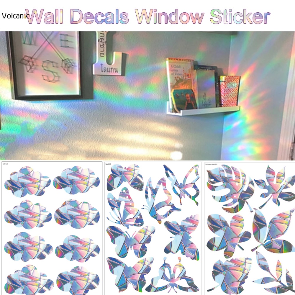 3D Rainbow Window Stickers Sun Catcher Wall Mirror Decals Butterfly ...