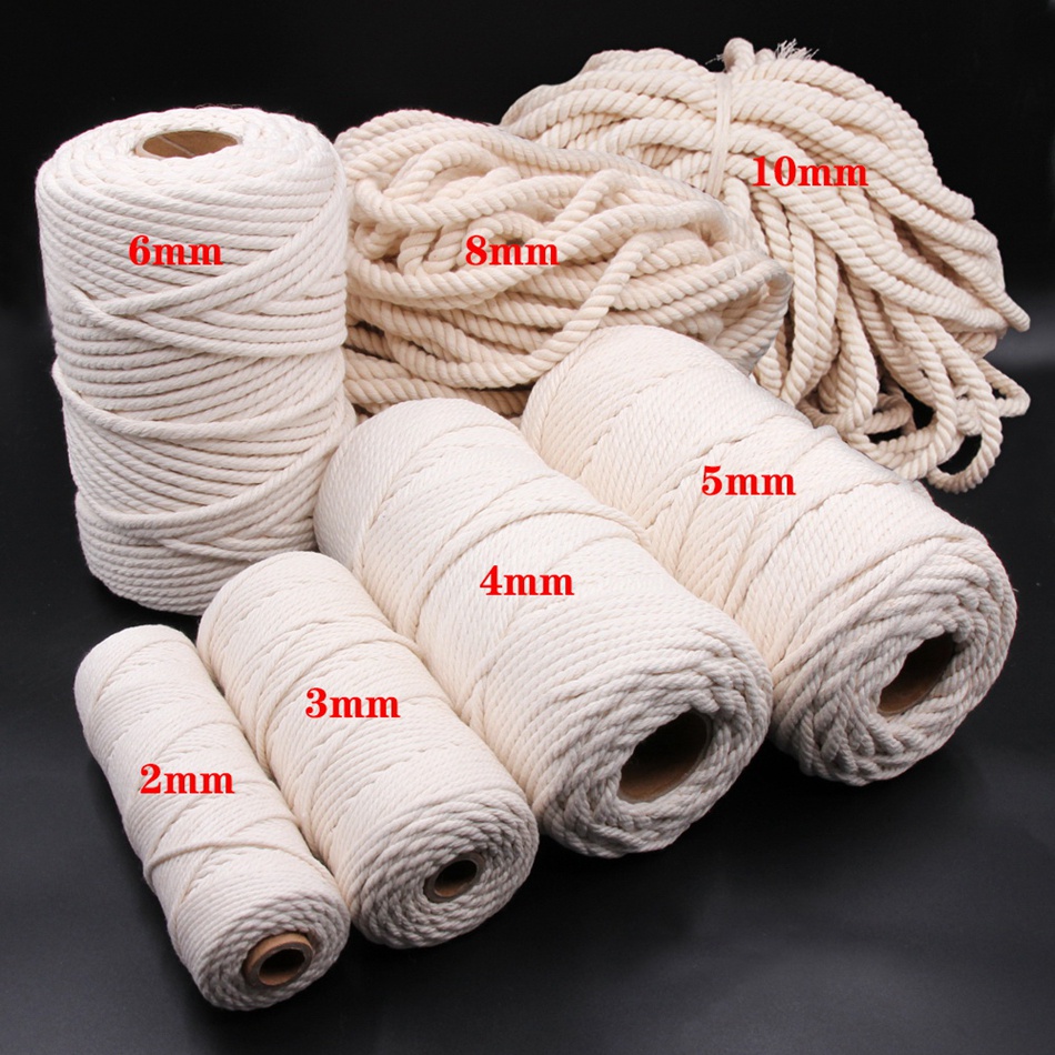 1/2/3/4/5/6/8/10mm Macrame Cord Rope String Natural Cotton Macrame ...