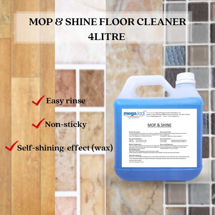 【4 Litre】Mop Shine Floor Cleaner Vinyl Floor Wax Sabun Pencuci Lantai ...